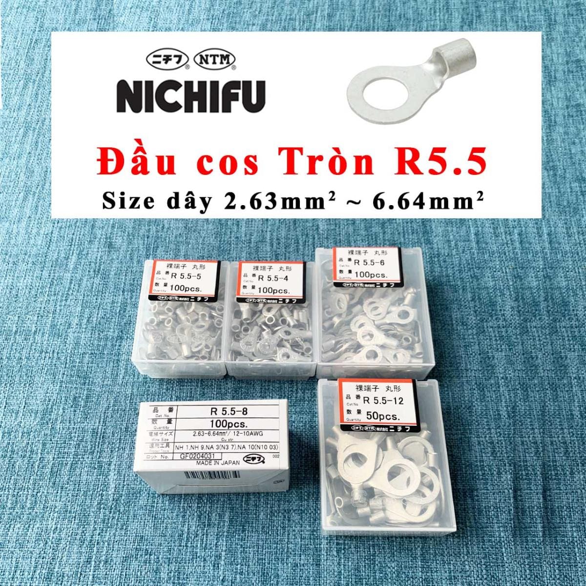 ĐẦU COS (COSSE CỐT) TRÒN R5.5-12 NICHIFU RING TERMINALS - DUOTECH