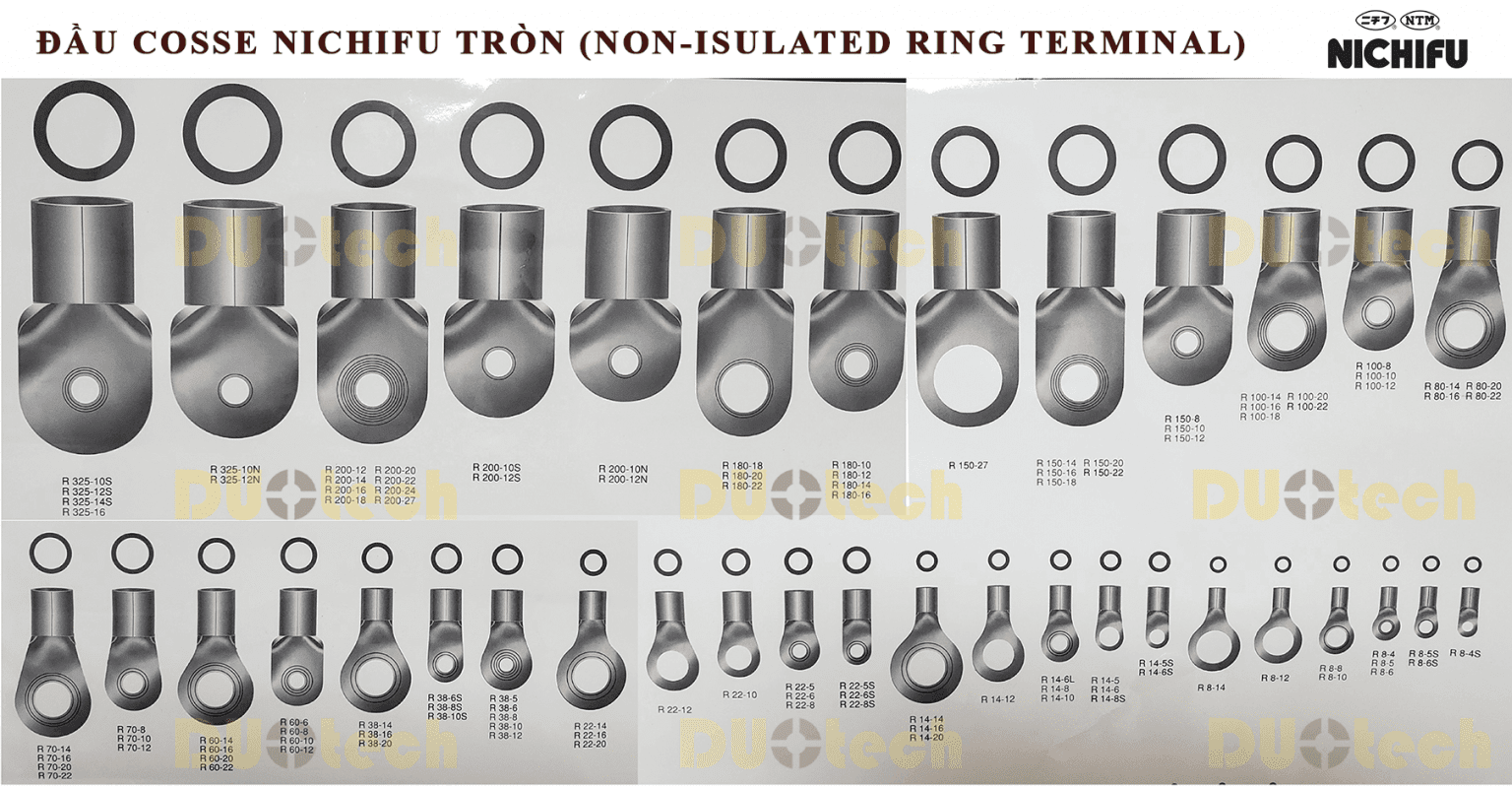 Đầu cos tròn Nichifu Nhật Bản Non-Insulated Ring Terminals - DUOTECH