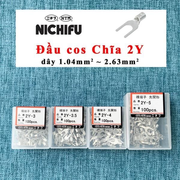 Đầu cos Nichifu 2Y-4S Nhật Bản đầu cốt chỉa chĩa chữ Y càng cua