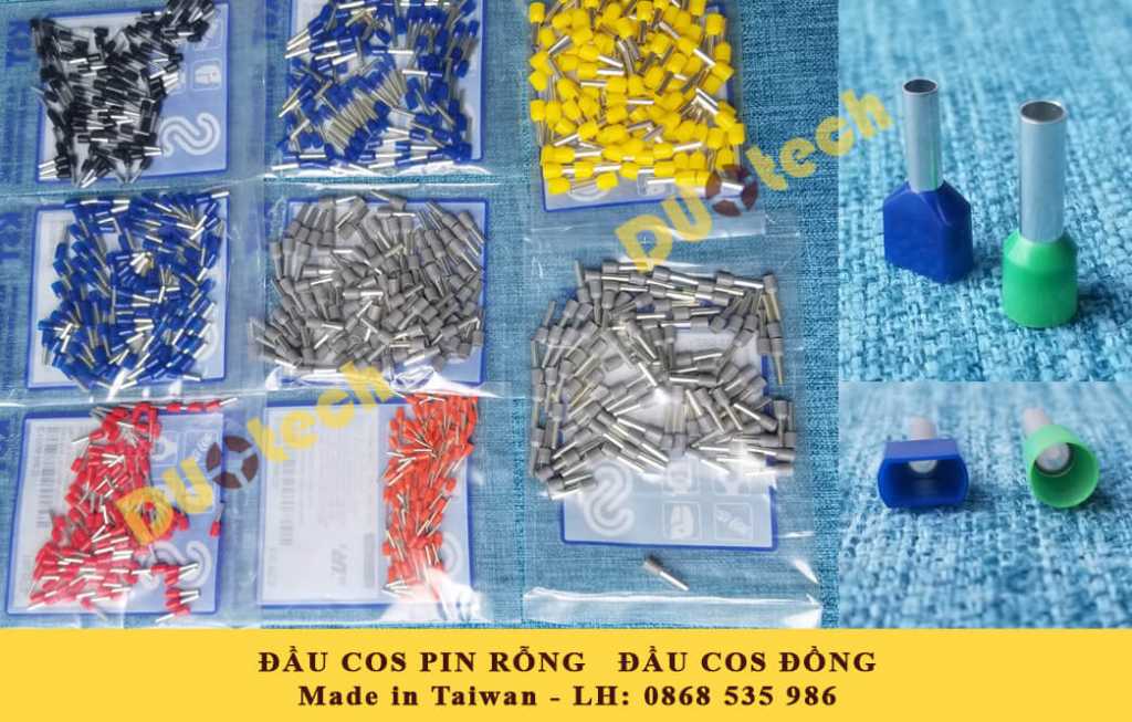 Đầu cos kim pin rỗng E Ferrules cho dây tín hiệu đơn 0.5 mm2