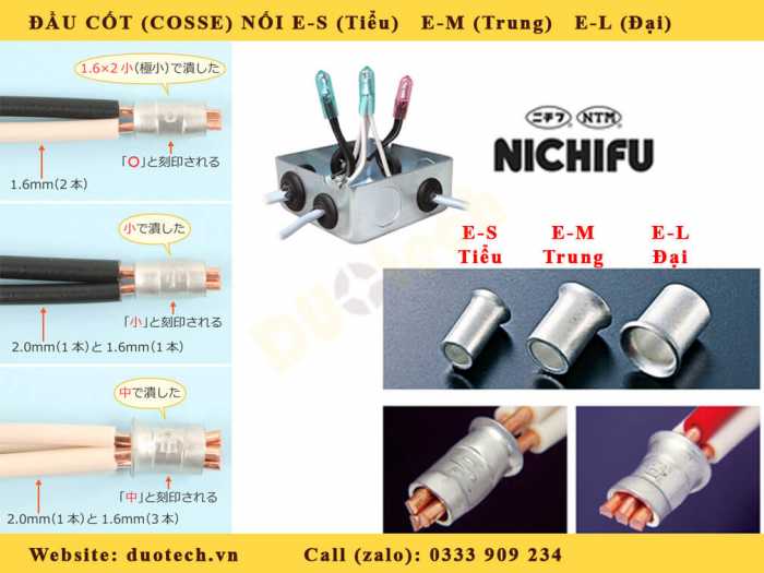 Đầu cosse nối dòng E Nichifu supplier in Vietnam E-S E-M E-L