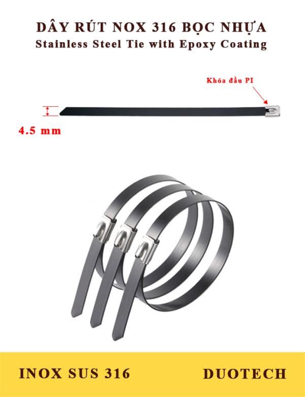 Dây rút inox bọc nhựa KST Stainless Steel tie Epoxy Coating