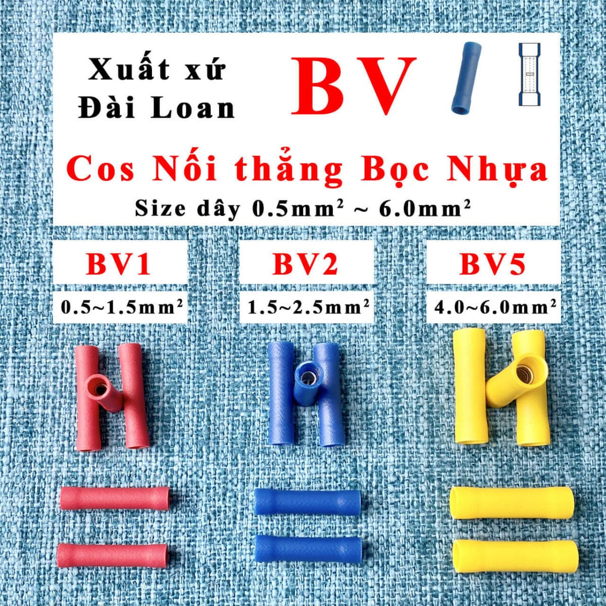 Đầu cos nối bọc nhựa BV2 nối dây điện 1.5-2.5mm kst ks terminals