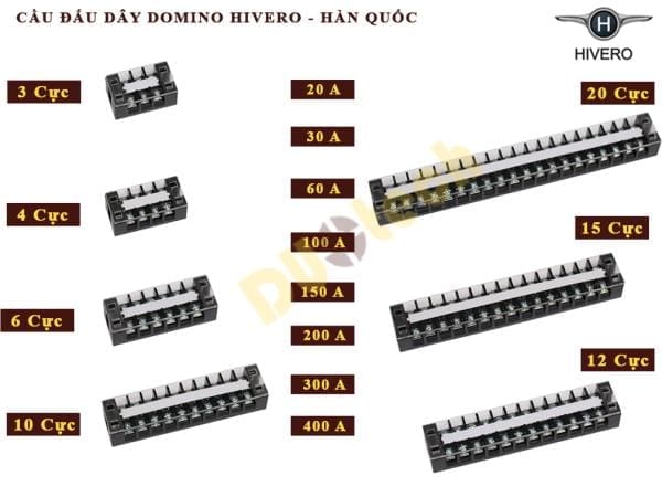 Cầu đấu Hivero HFTB-304 30A - Domino khối 30A 4 Cực 4P