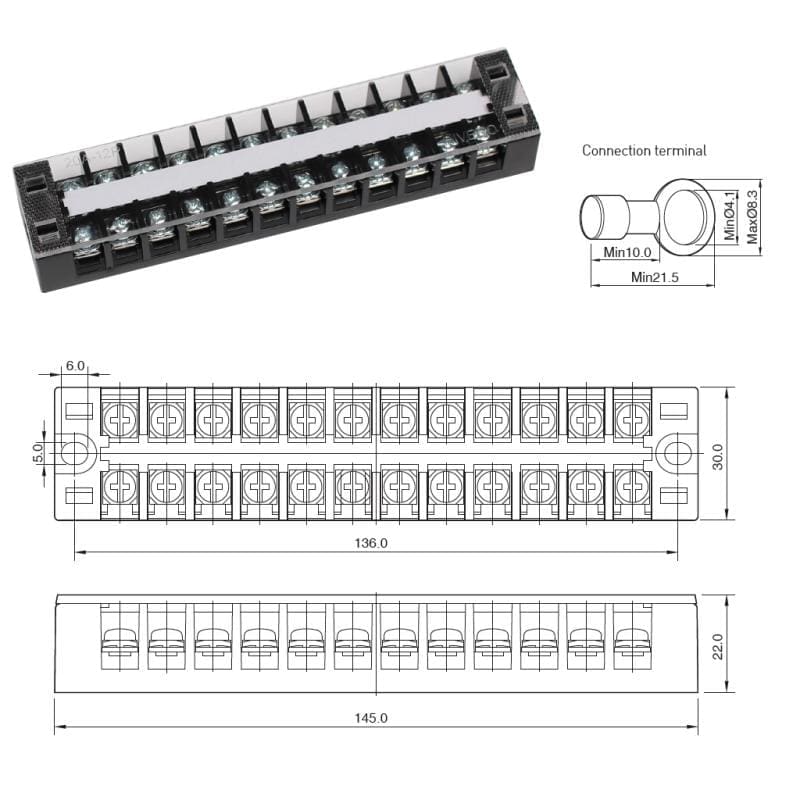 Domino Hivero HFTB-2012 20A Cầu Đấu Dây Điện 12 cực 12P