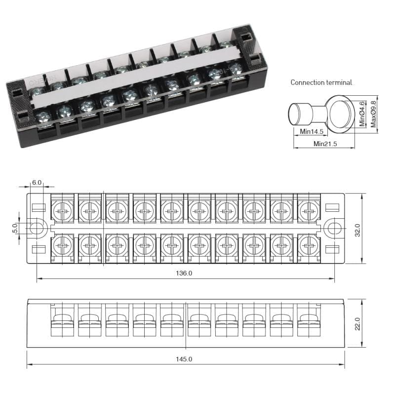 Cầu đấu Hivero HFTB-3010 30A Domino khối 30A 10 Cực 10P