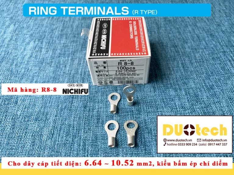 ĐẦU COS (COSSE CỐT) TRÒN R8-6 NICHIFU RING TERMINALS - DUOTECH