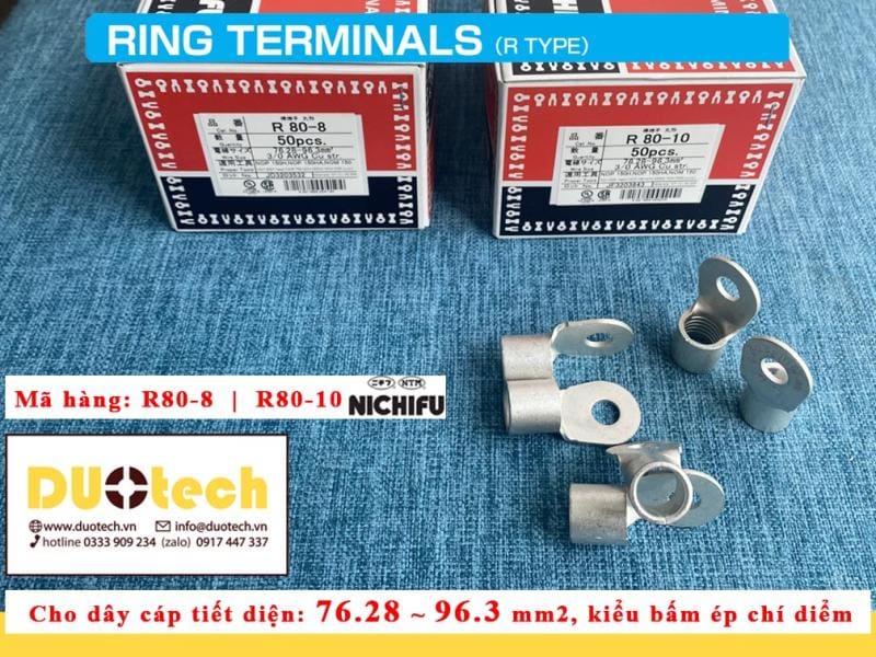 ĐẦU COS (COSSE CỐT) TRÒN NICHIFU R80-12 RING TERMINALS - DUOTECH