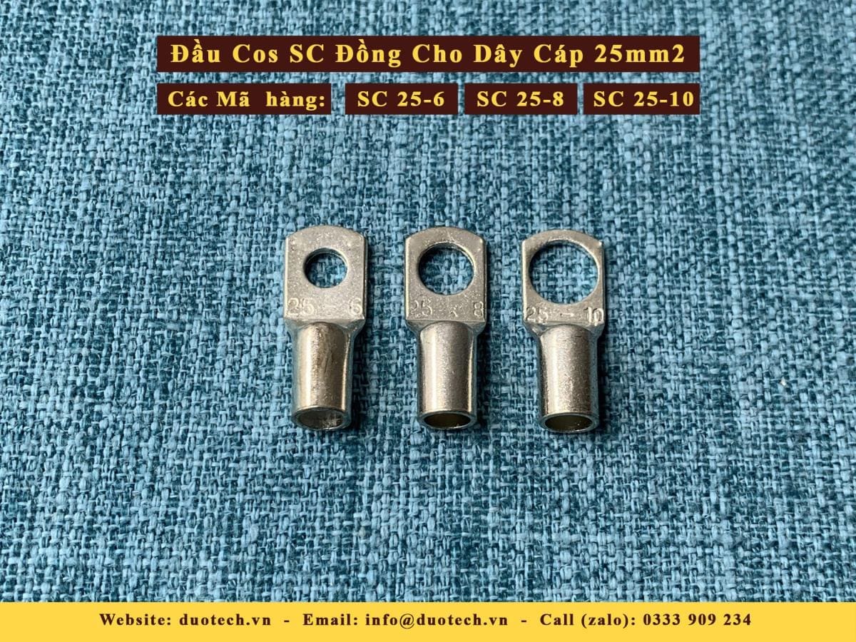 Đầu cos nối dây điện SC25-8 đồng 25mm2 SC 25-8 25-6 25-10