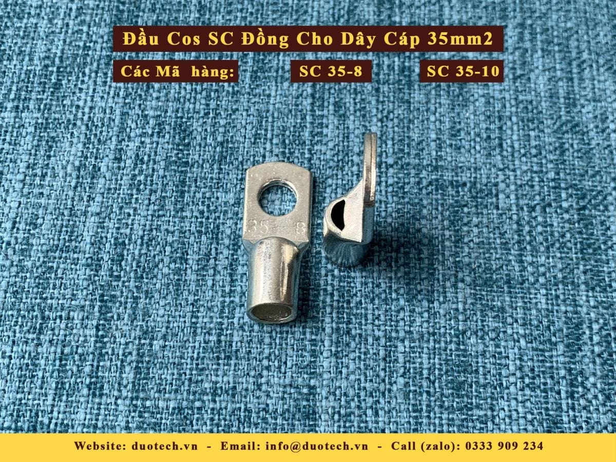 Đầu cos SC35-8 đồng 35mm2 lỗ bắt vít M8 - Đầu cos SC