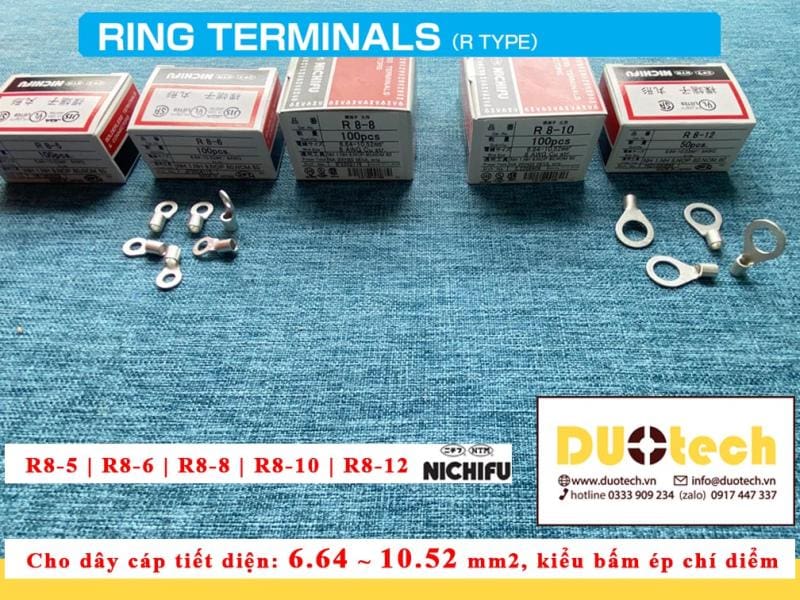ĐẦU COS (COSSE CỐT) TRÒN R8-6S NICHIFU RING TERMINALS - DUOTECH