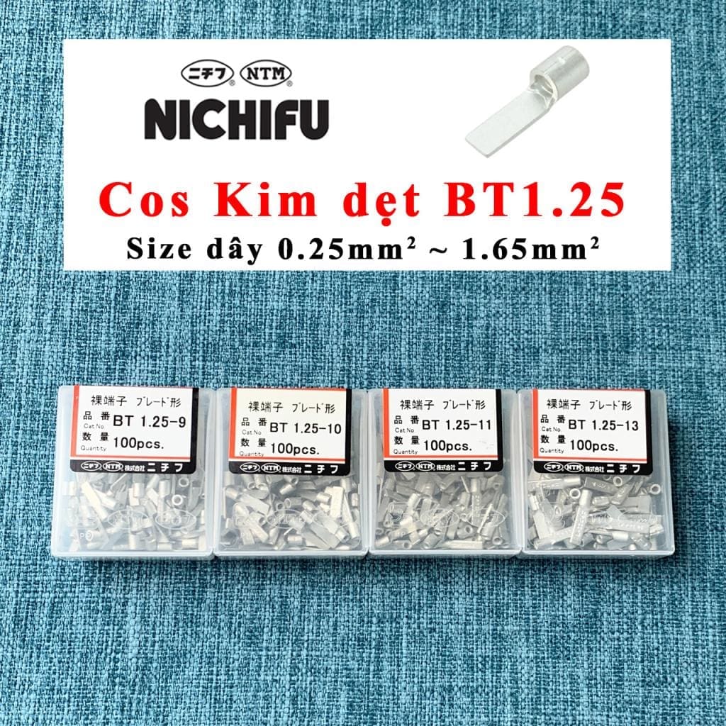 Đầu cos BT 1.25-10-1 Nichifu đầu bấm dây loại trần kim dẹp