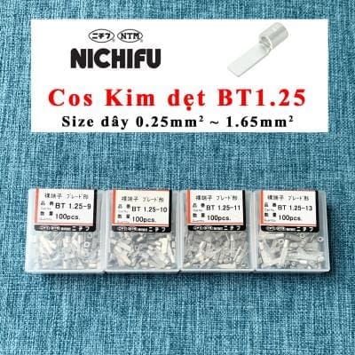 Đầu cos Nichifu BT0.75-11 đầu bấm dây điện loại kim dẹp Nichifu
