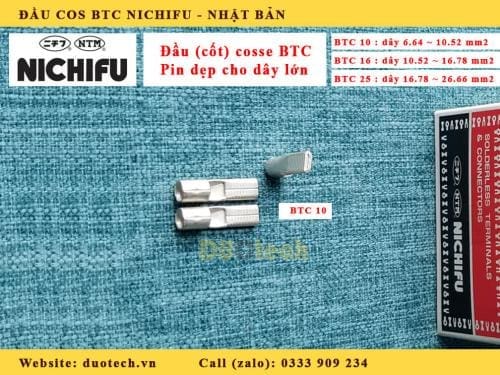 Đầu cos BTC10 Nichifu Đầu cos mỏ vịt cho dây 10m2 - DUOTECH