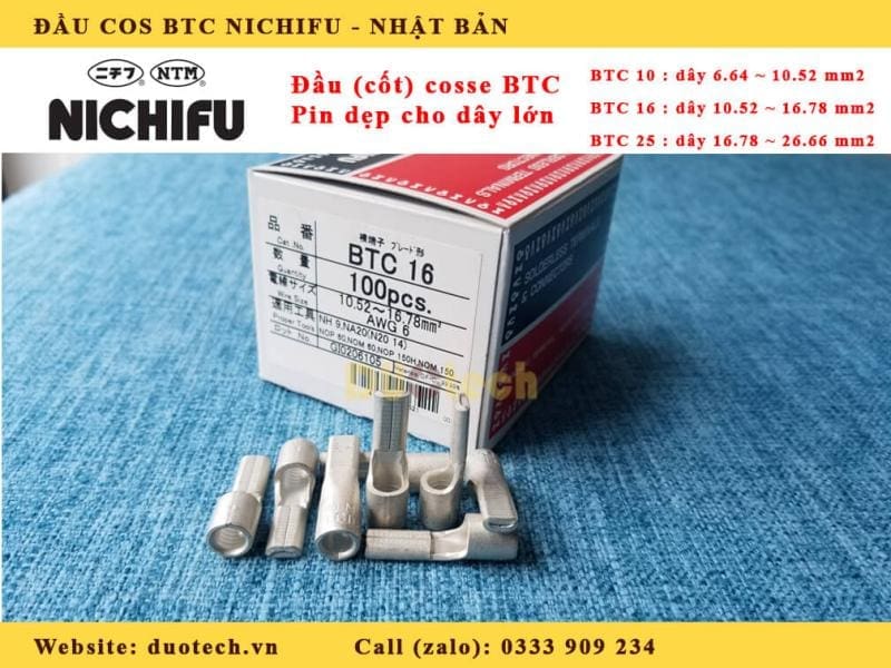 Đầu cos BTC10 Nichifu Đầu cos mỏ vịt cho dây 10m2 - DUOTECH