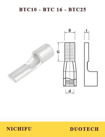 Đầu cos BTC10 Nichifu Đầu cos mỏ vịt cho dây 10m2 - DUOTECH