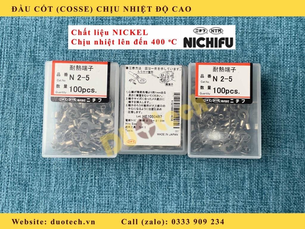 Đầu cosse Nickel Nichifu N2-4 N2-5 N2-6 chịu nhiệt độ cao 400 độ