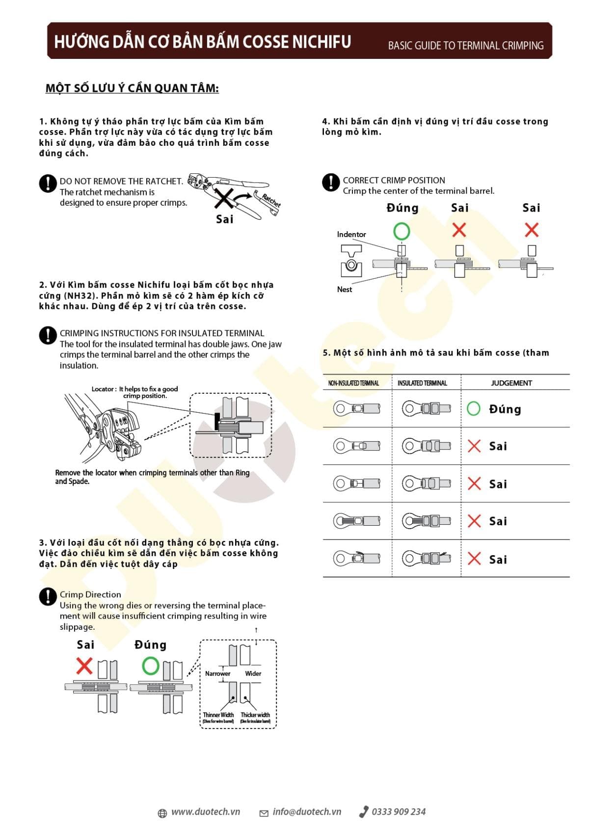 Hướng dẫn bấm đầu cos Nichifu - sử dụng kìm bấm cos Nichifu