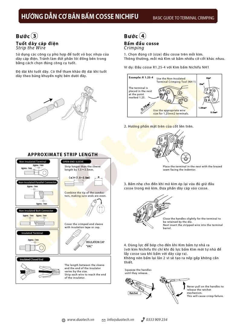Nichifu 1.25Y-3 Nhật Bản Đầu cos cosse chỉa chẻ chữ Y càng cua