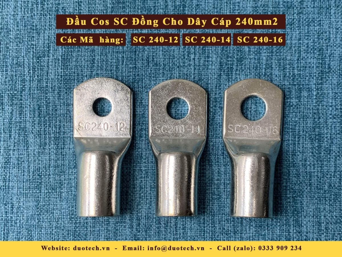 Đầu cosse SC240 đồng cáp 240mm2 cos bít SC240-12 SC240-14