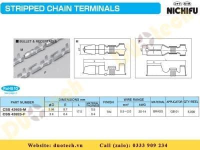 Đầu cos CSS Nichifu stripped chain terminals dạng cuộn DUOtech