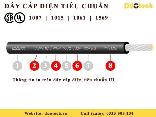 Dây điện AWM UL 1007 1015 1061 1569 24 22 20 AWG VW-1 FT1