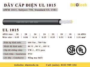 Dây UL1015 20AWG 18AWG 16AWG 105oC 600V VW-1 FT1 PVC
