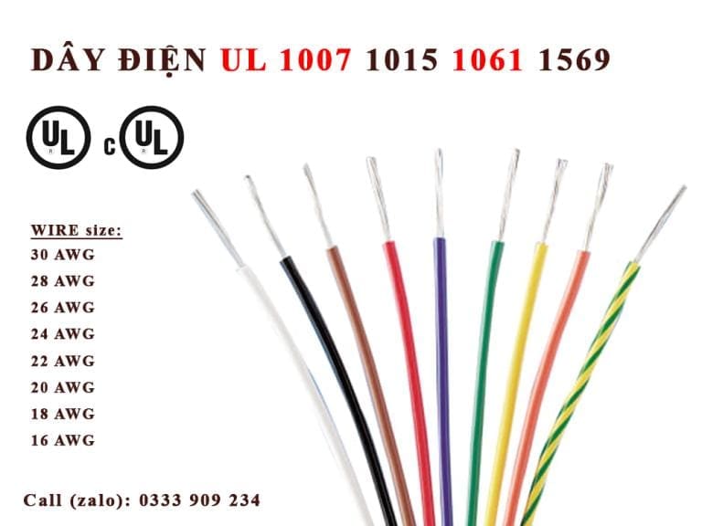 Dây UL1007 28AWG 26AWG 30AWG 80oC 300V VW-1 FT1 PVC