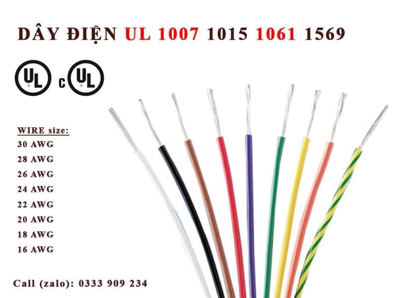 Dây UL1007 20AWG 18AWG 16AWG 80oC 300V VW-1 FT1 PVC
