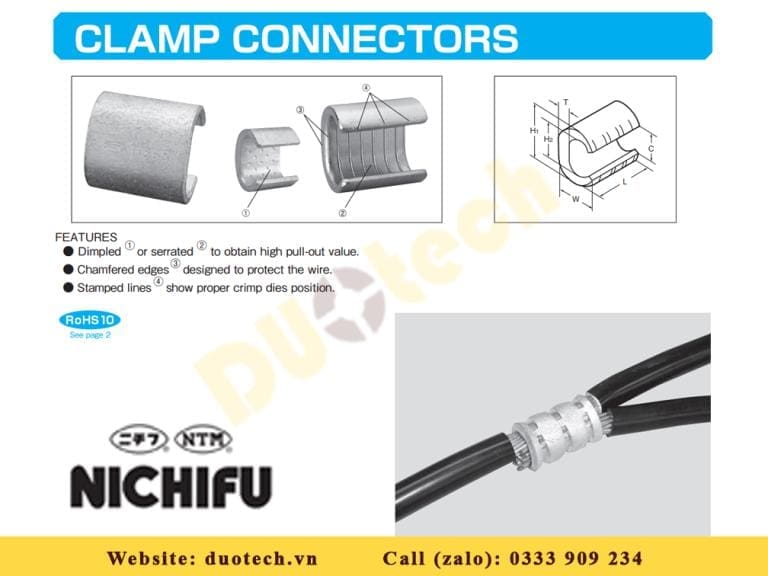 Đầu cos kẹp chữ C Nichifu T190 Clamp Connectors - DUOTECH