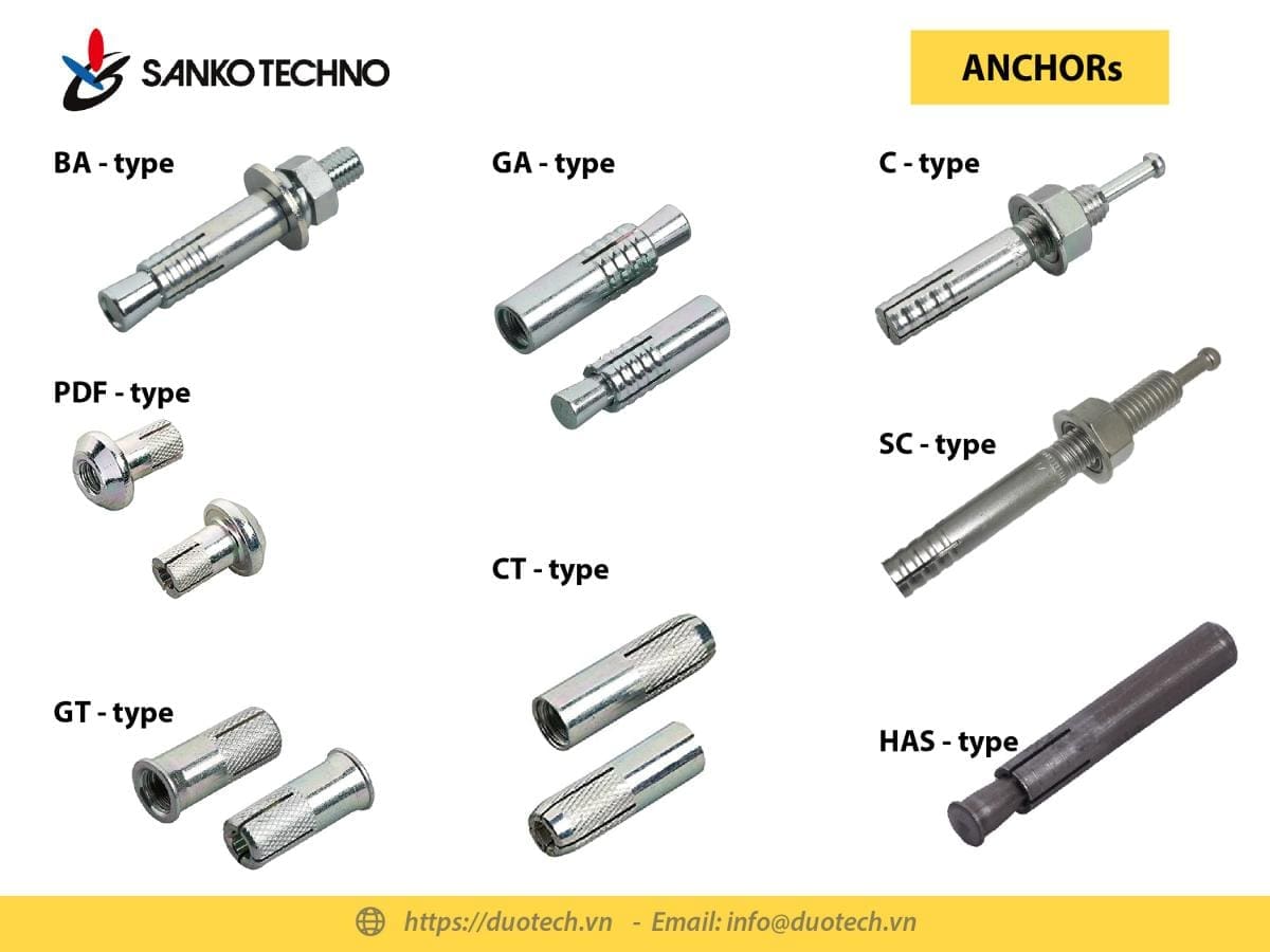 SANKO Anchors Techno Fastem Bulong Tắc kê Nở đinh Rút sắt