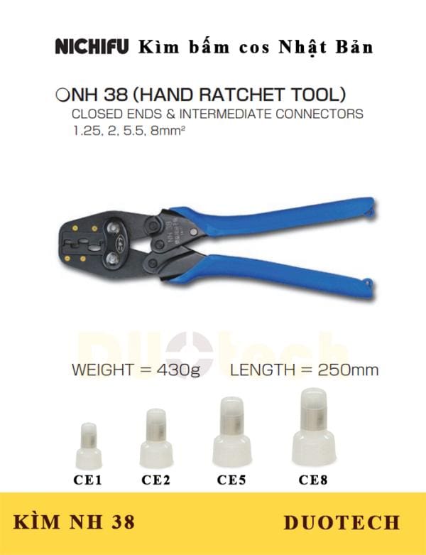 Kìm bấm cos NH 38 Nichifu Nhật Bản cốt chụp CE1 CE2 CE5 CE8