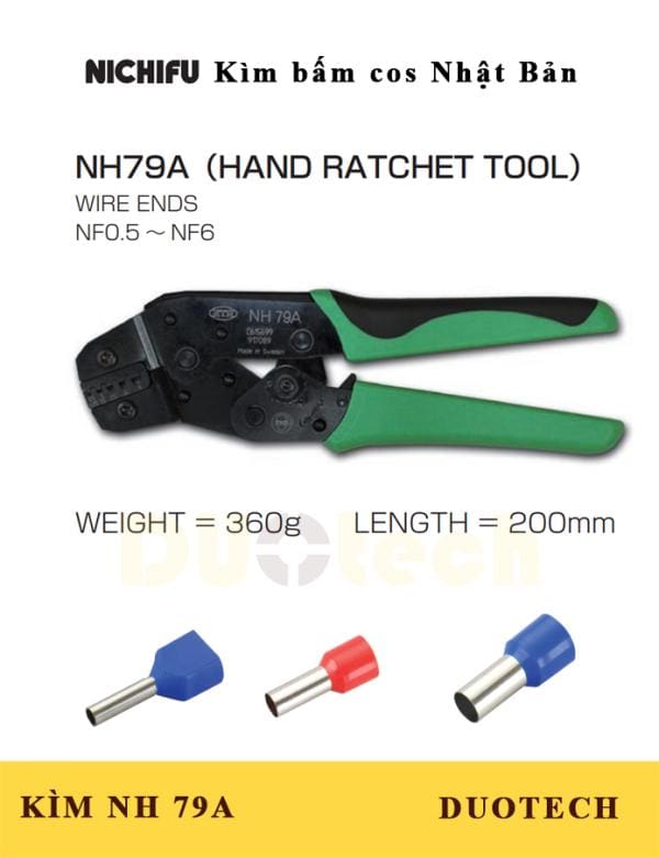 Đầu cosse pin rỗng NF0.5-8 - đầu cos Nichifu TE0.5-8 - DUOTECH