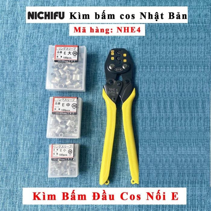 Kìm bấm cos NHE 4 Nichifu Nhật Bản đầu cốt nối trần E-S E-M E-L