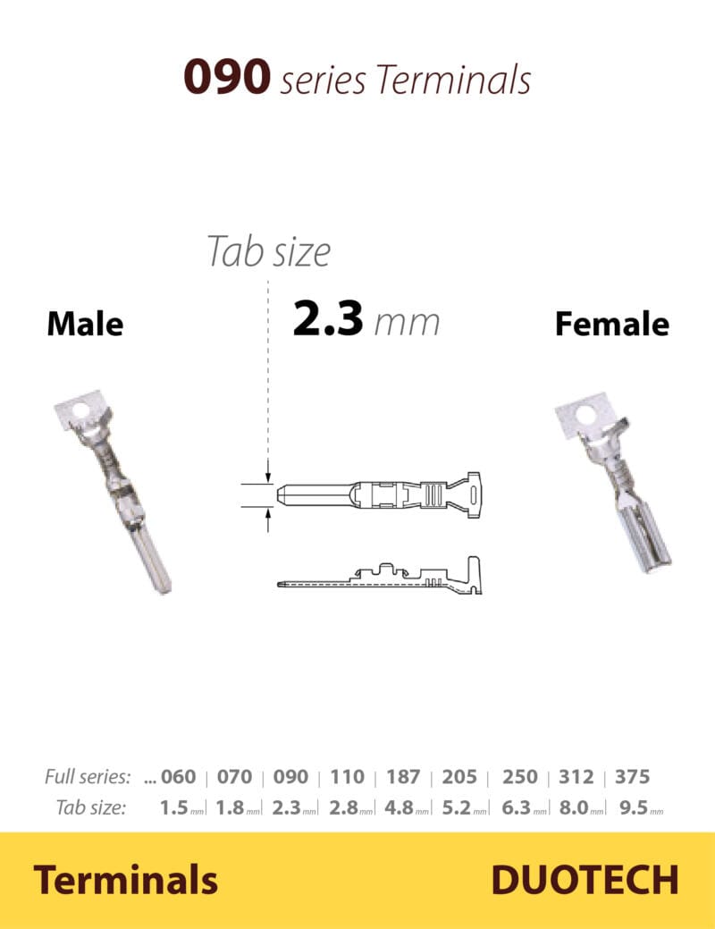 cos 2.3mm cho jack nối dây điện tab 090 Terminals jst molex te kst