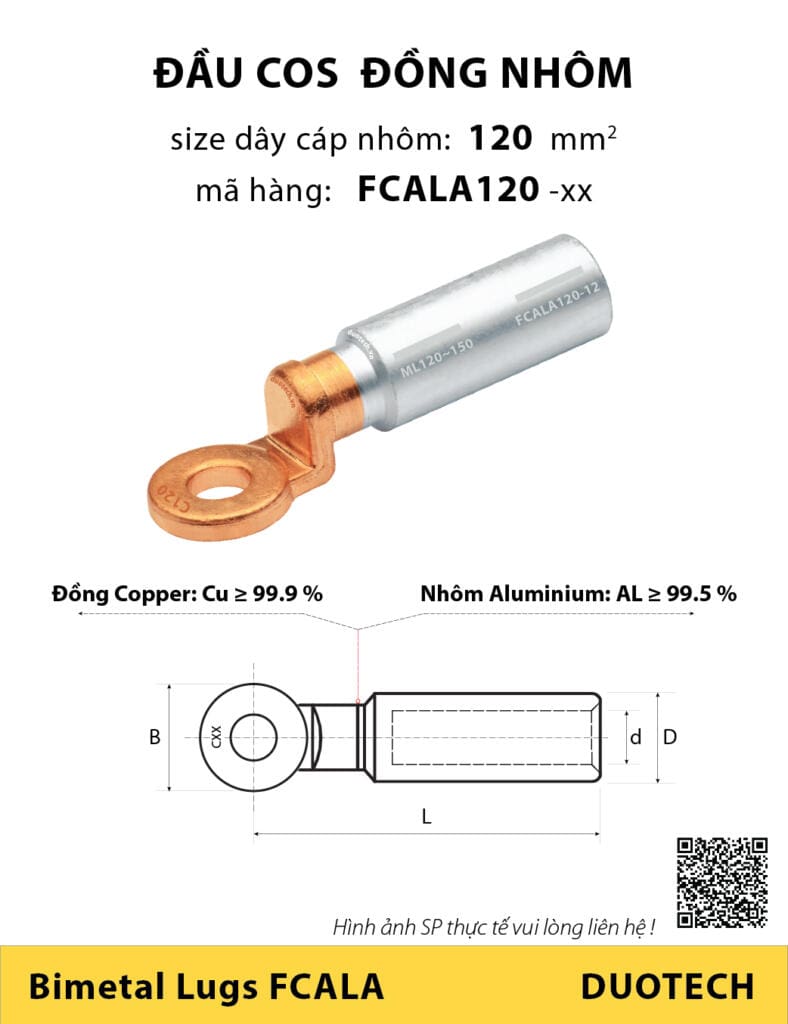 Đầu cos đồng nhôm 120 KST Fcala120 dtl-2-120 cal-120a blst-120