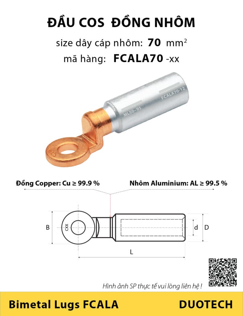 Đầu cos đồng nhôm 70 KST FCALA70 dtl-2-70 cal-70a blst-70