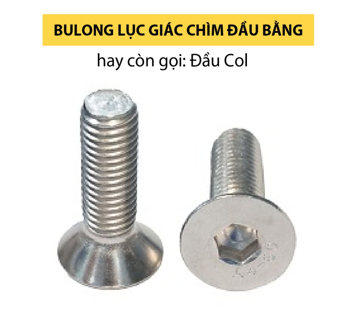 Bulong lục giác chìm gồm các loại đầu trụ bằng Col dù Mo mỏng - DUOTECH