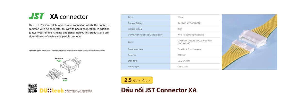Đầu nối XA JST connector xarr xarp xap - 0 2 3 4 5 6 7 8 9 V -1 F - DUOTECH