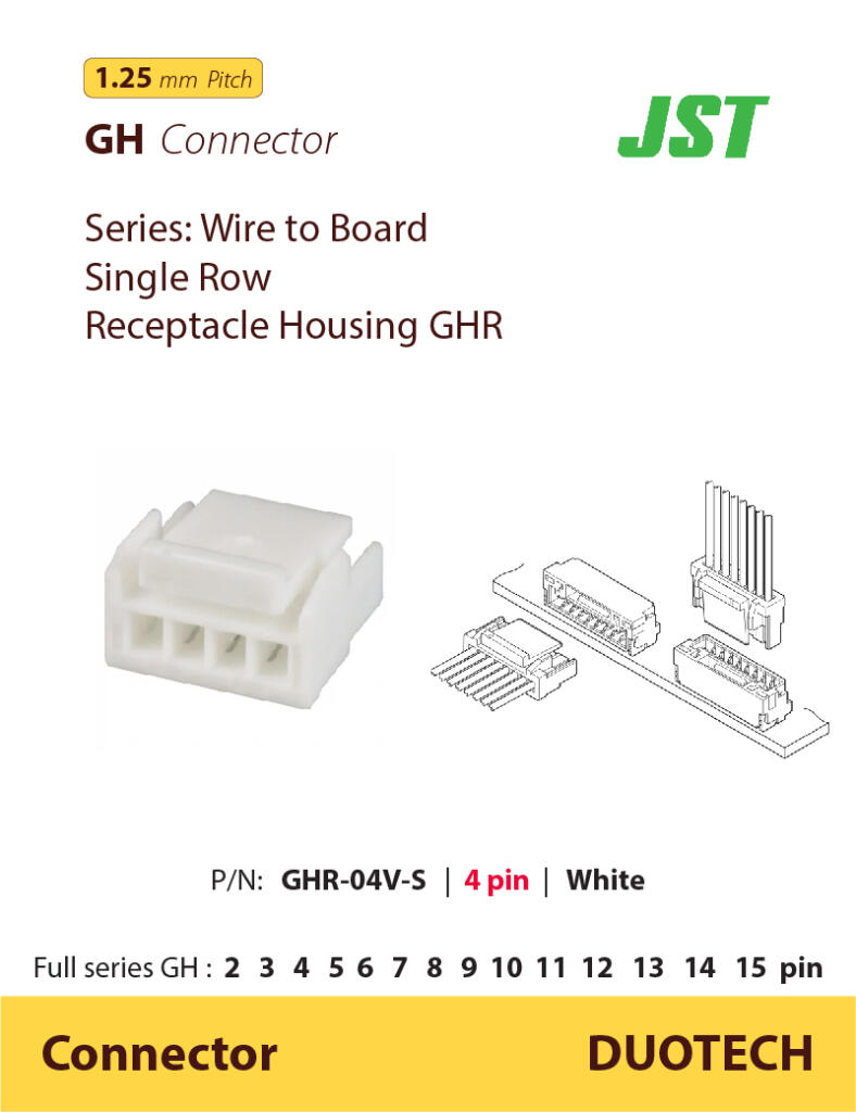 Đầu nối GH JST connector 1.25mm pitch Receptacle Housing GHR - DUOTECH