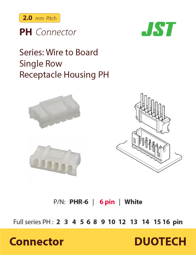 Đầu nối PH JST connector PHR- 2 3 4 5 6 7 8 9 10 12 13 14 16 pin - DUOTECH